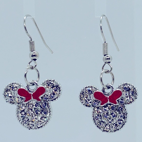 Jewelry | Crystal Rhinestone Minnie Mouse Head Alloy Dangle Earrings ...